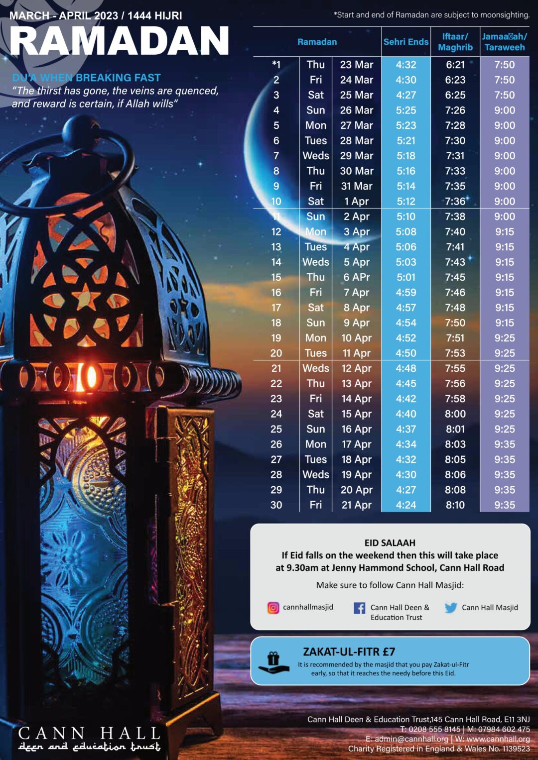 Ramadan Timetables - WFCOMuk (Waltham Forest Council Of Mosques)